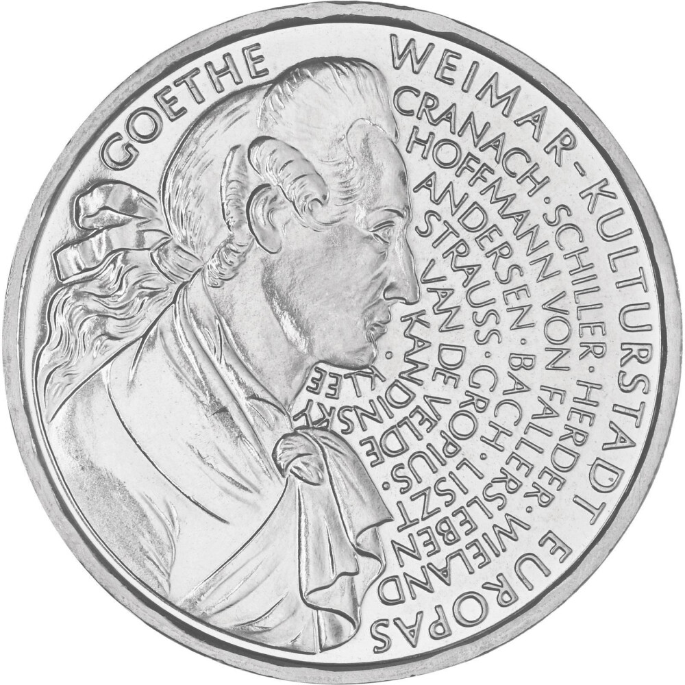 10 DM Gedenkmünze 1999 PP - Weimar/Goethe