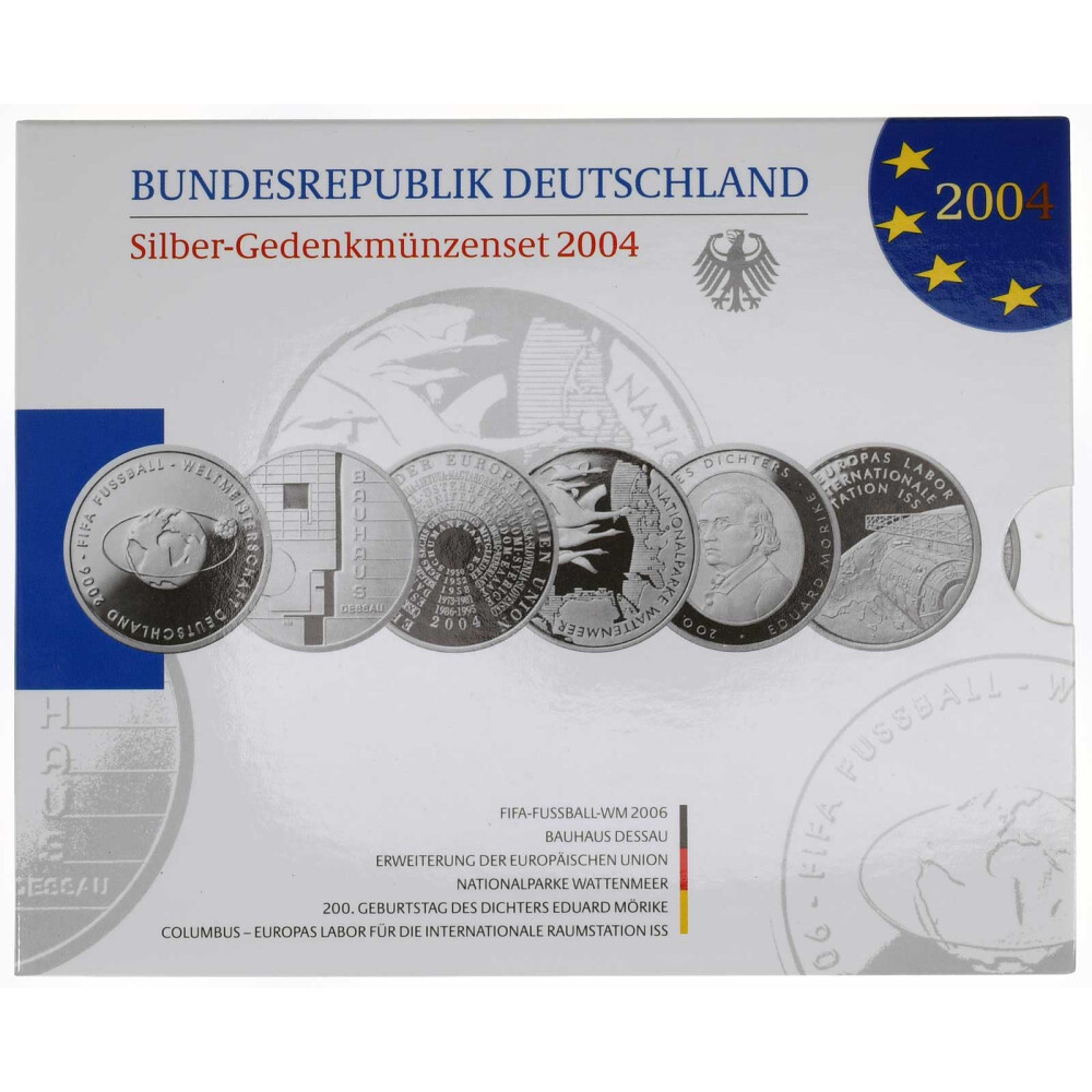 10 Euro Gedenkmünzen-Set Deutschland 2004 Polierte Platte (PP)