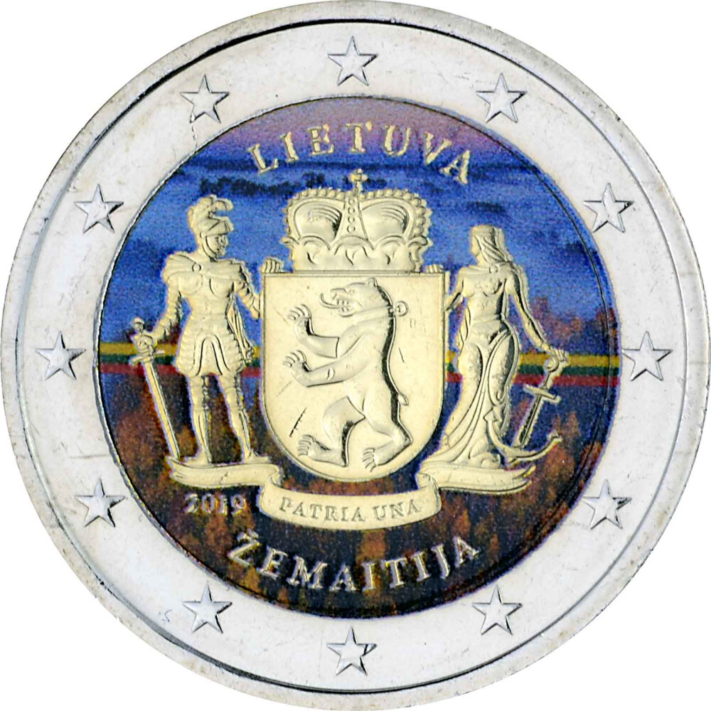 2 Euro Litauen 2019 - Zemaitija / Samogitien - coloriert / mit Farbe