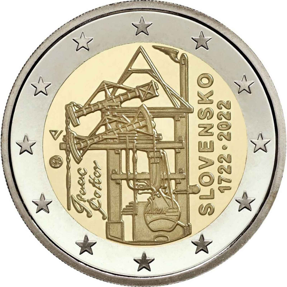 2 Euro Gedenkmünze Slowakei 2022 bfr. - 300 Jahre Dampfmaschine für B