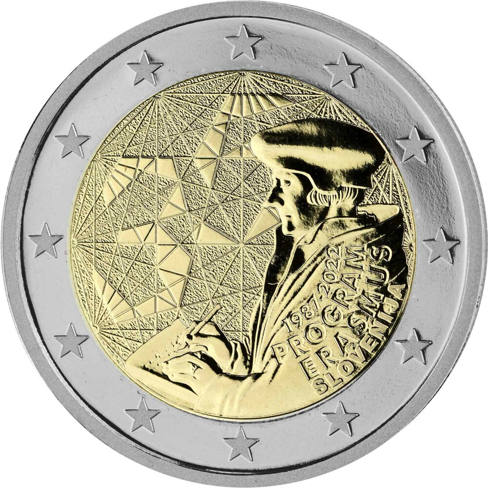 2 Euro Gedenkmünze Slowenien 2022 Pp 35 Jahre Erasmus In Kapsel