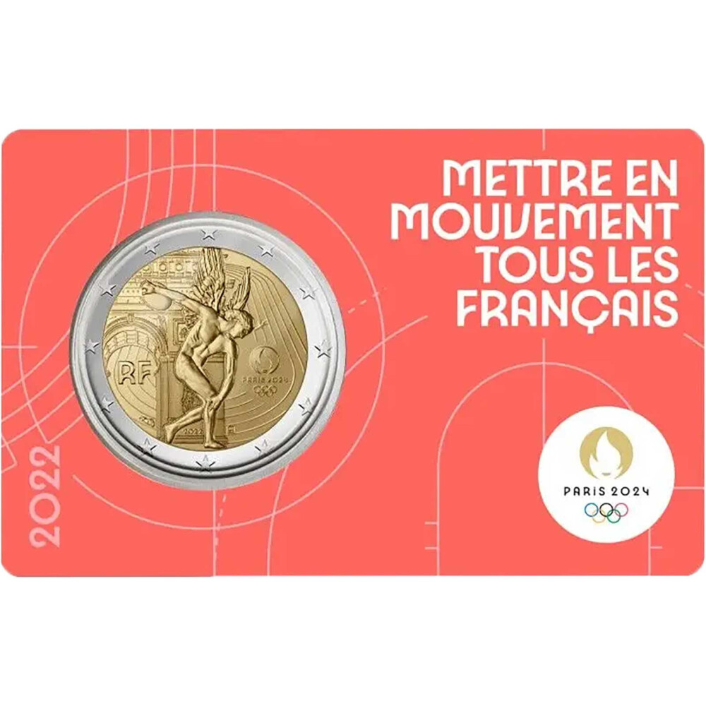 2 Euro Gedenkmünze Frankreich 2022 st - Olympia Diskuswerfen - Bliste