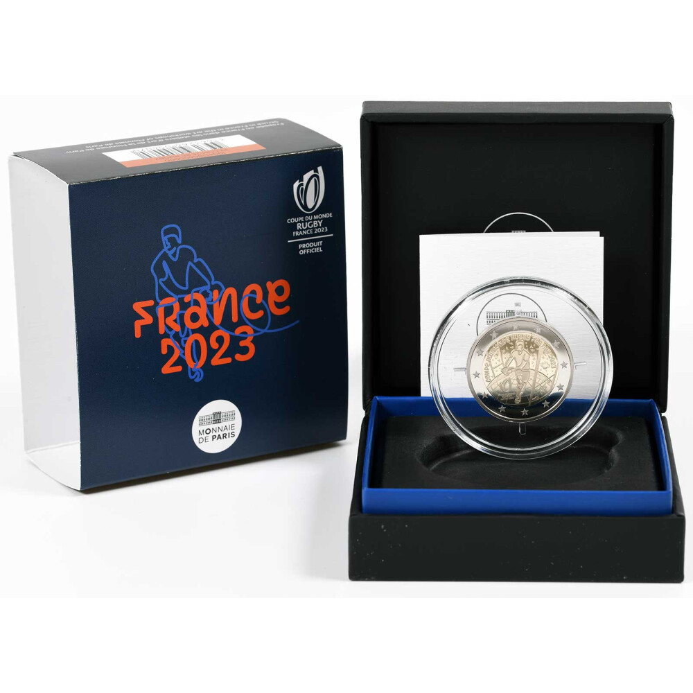2 Euro Gedenkmünze Frankreich 2023 PP - Rugby Weltmeisterschaft, 36,95
