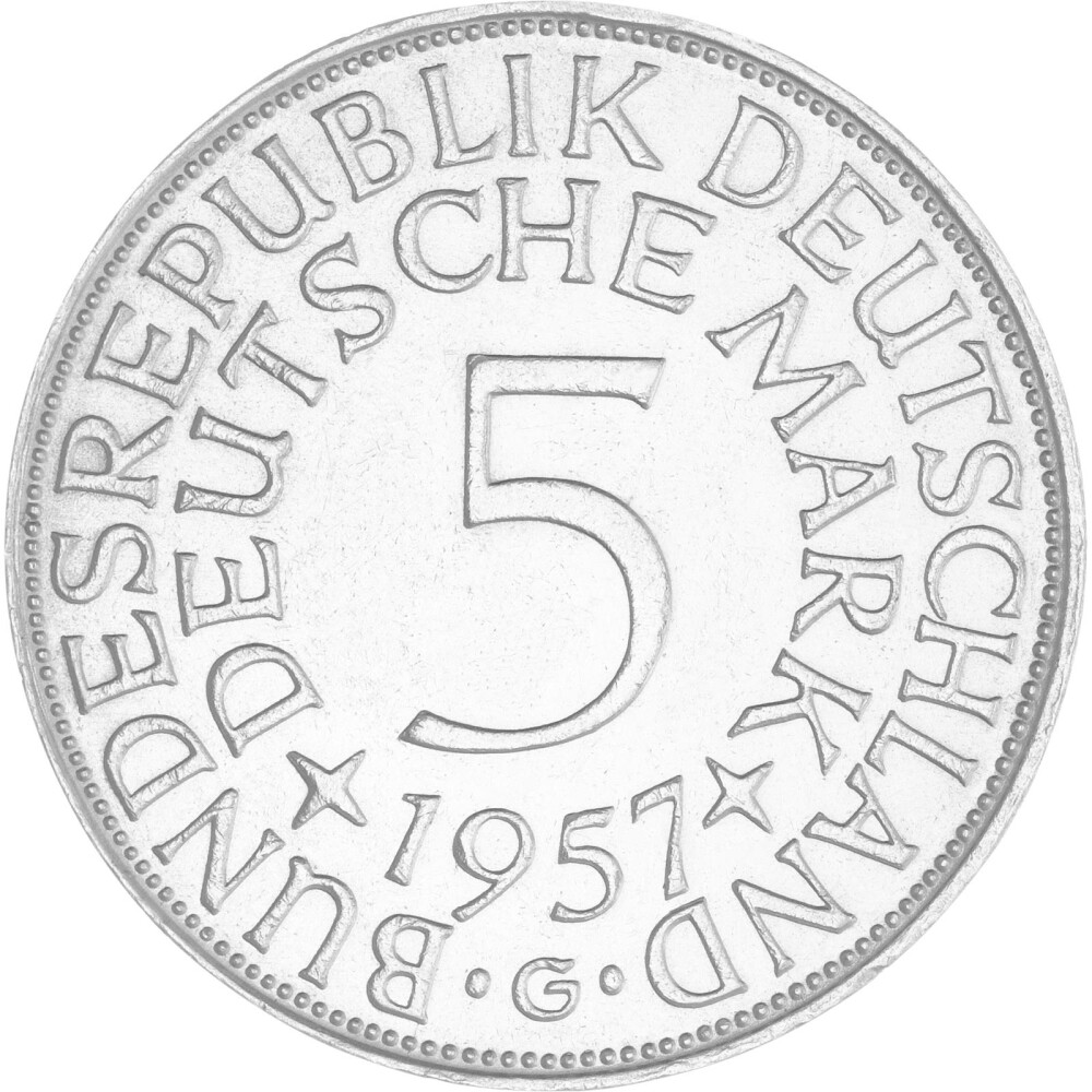 5 DM Kursmünze 1957 G