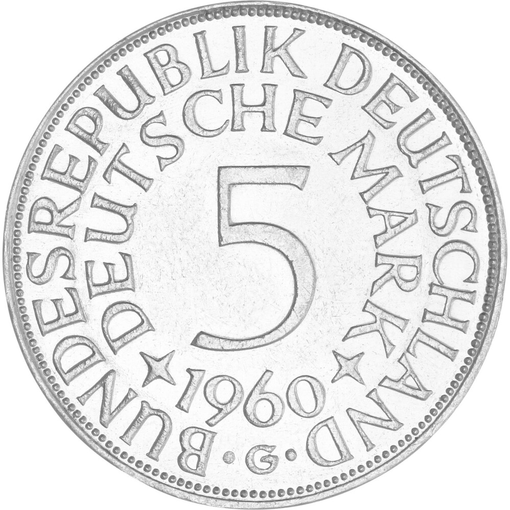 5 DM Kursmünze 1960 G