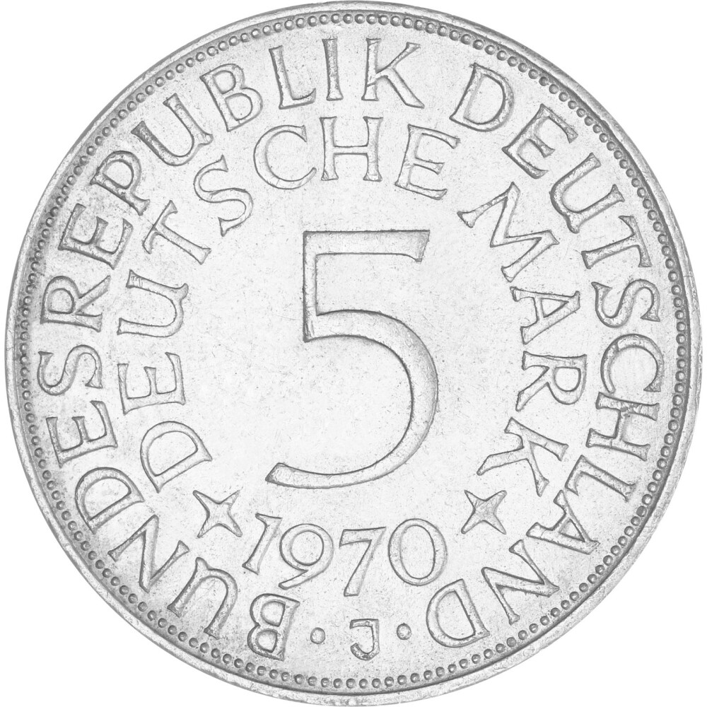 5 DM Kursmünze 1970 J