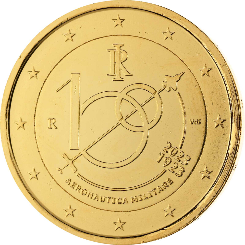 2 Euro Italien 2023 - 100 Jahre Luftstreitkräfte - vergoldet