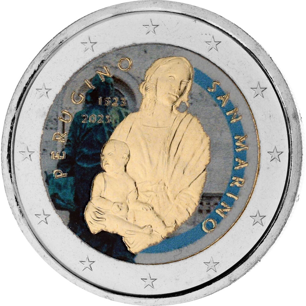 2 Euro San Marino 2023 - 500. Todestag von Perugino - coloriert / mit