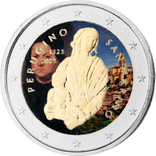 2 Euro San Marino 2023 - 500. Todestag von Perugino - coloriert / mit