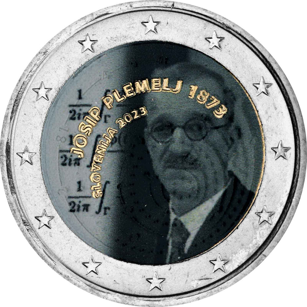 2 Euro Slowenien 2023 - Josip Plemelj - coloriert / mit Farbe