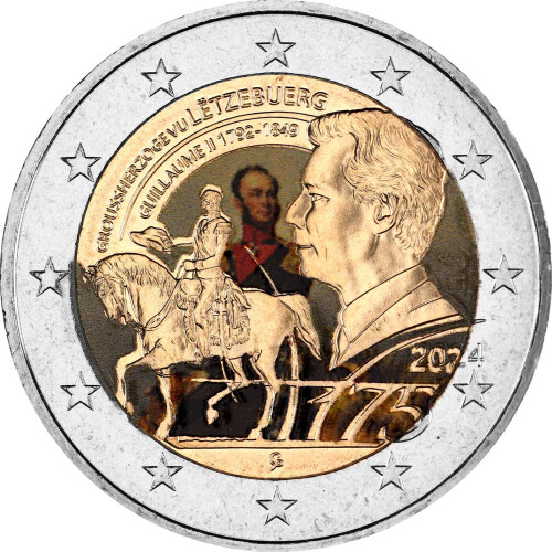 2 Euro Luxemburg 2024 - 175. Todestag Guillaume II - coloriert / mit