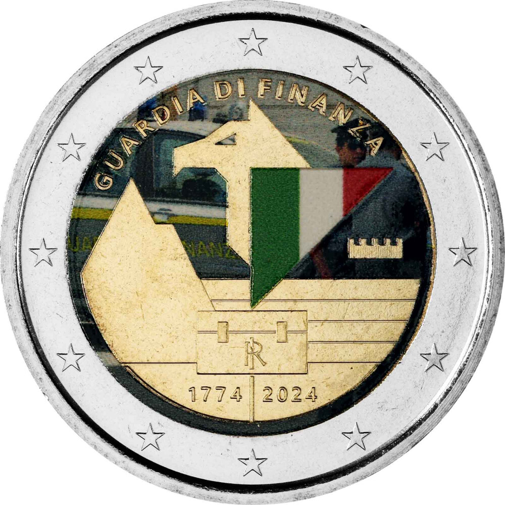 2 Euro Italien 2024 - 250 Jahre Finanzpolizei - coloriert / mit Farbe