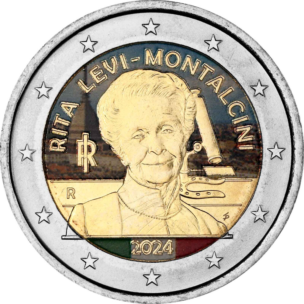 2 Euro Italien 2024 - Rita Levi-Montalcini - coloriert / mit Farbe